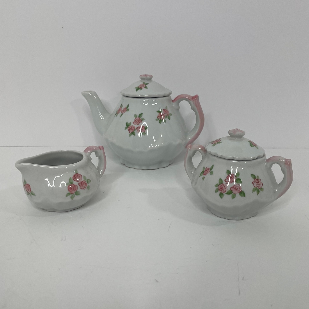 Little Girl’s Porcelain Teapot Creamer Sugar Bowl Children’s Tea Set ...