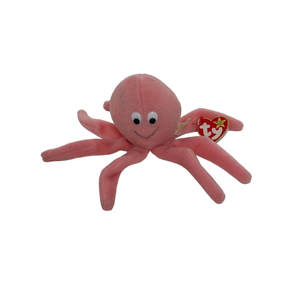 Ty Beanie Babies Inky the Octopus 1994 (4028) Pink 7” Tall Heart Tag ...