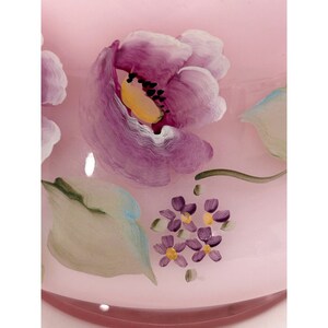 Fenton Art Glass Pottery Basket Pink Floral Vintage Hand Painted Signed ...