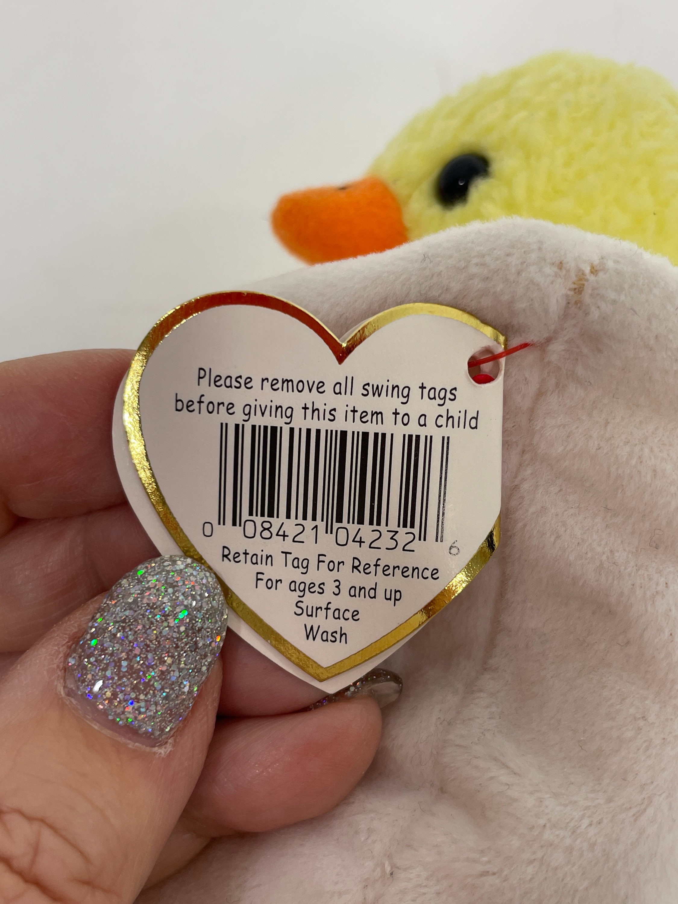 Ty Beanie Original Baby Egbert 1998 Heart Tag Plastic Casing Tush Tag ...