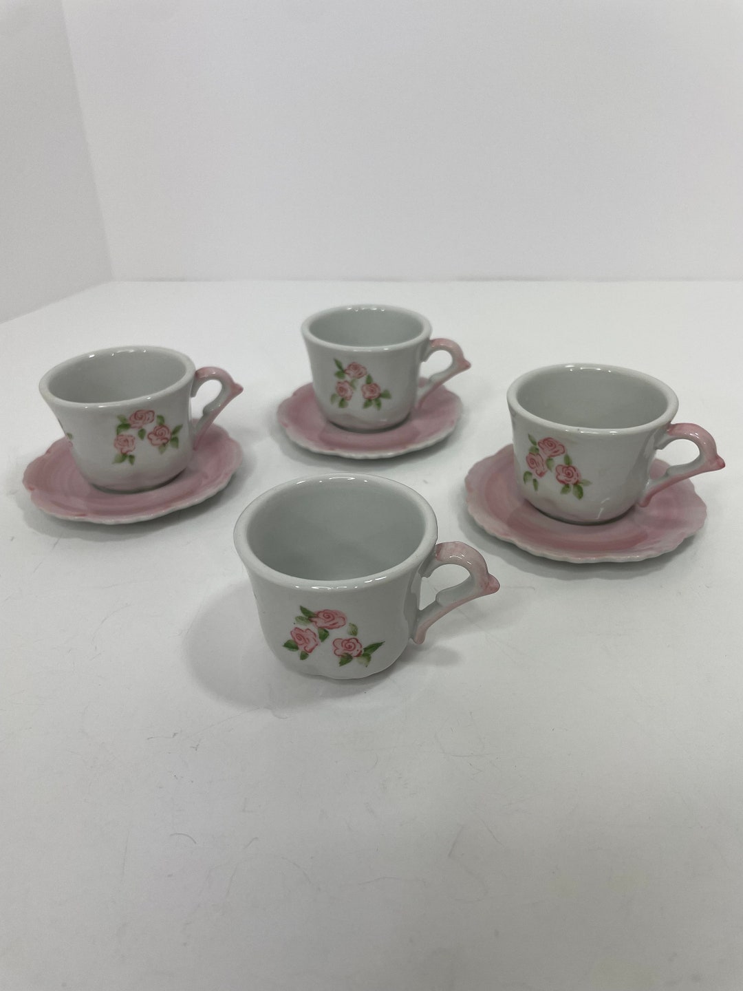Mini Tea Cups & Saucers for Little Girl’s Tea Party. Porcelain Andrea ...