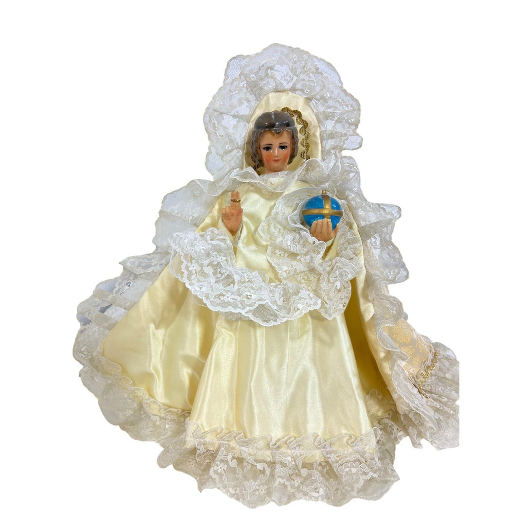 Infant Prague Child Jesus Chalk/plaster Statue Robe Religious Vtg 11 ...