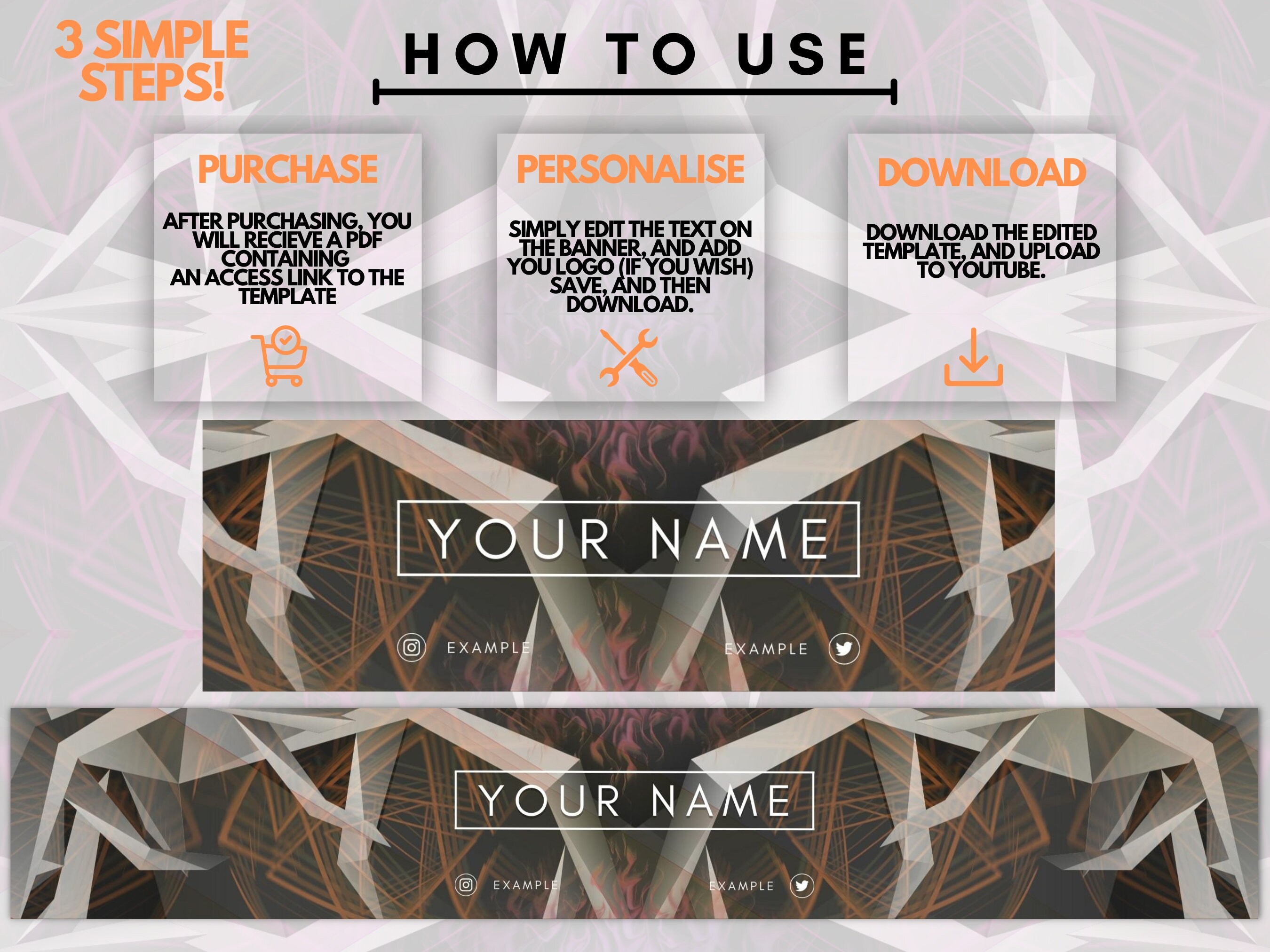 Youtube Banner Template - Fully Customisable Text - Add Your Own Logo ...