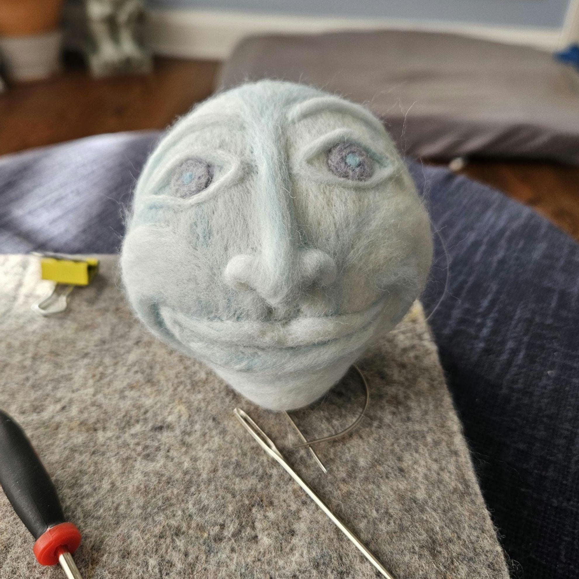 Needle Felted Full Moon With Face. - Etsy