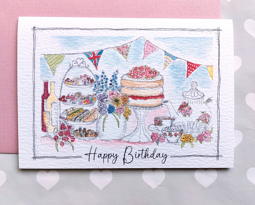 Afternoon Tea Birthday Card/english Cream Tea/cream Tea Card/victoria ...