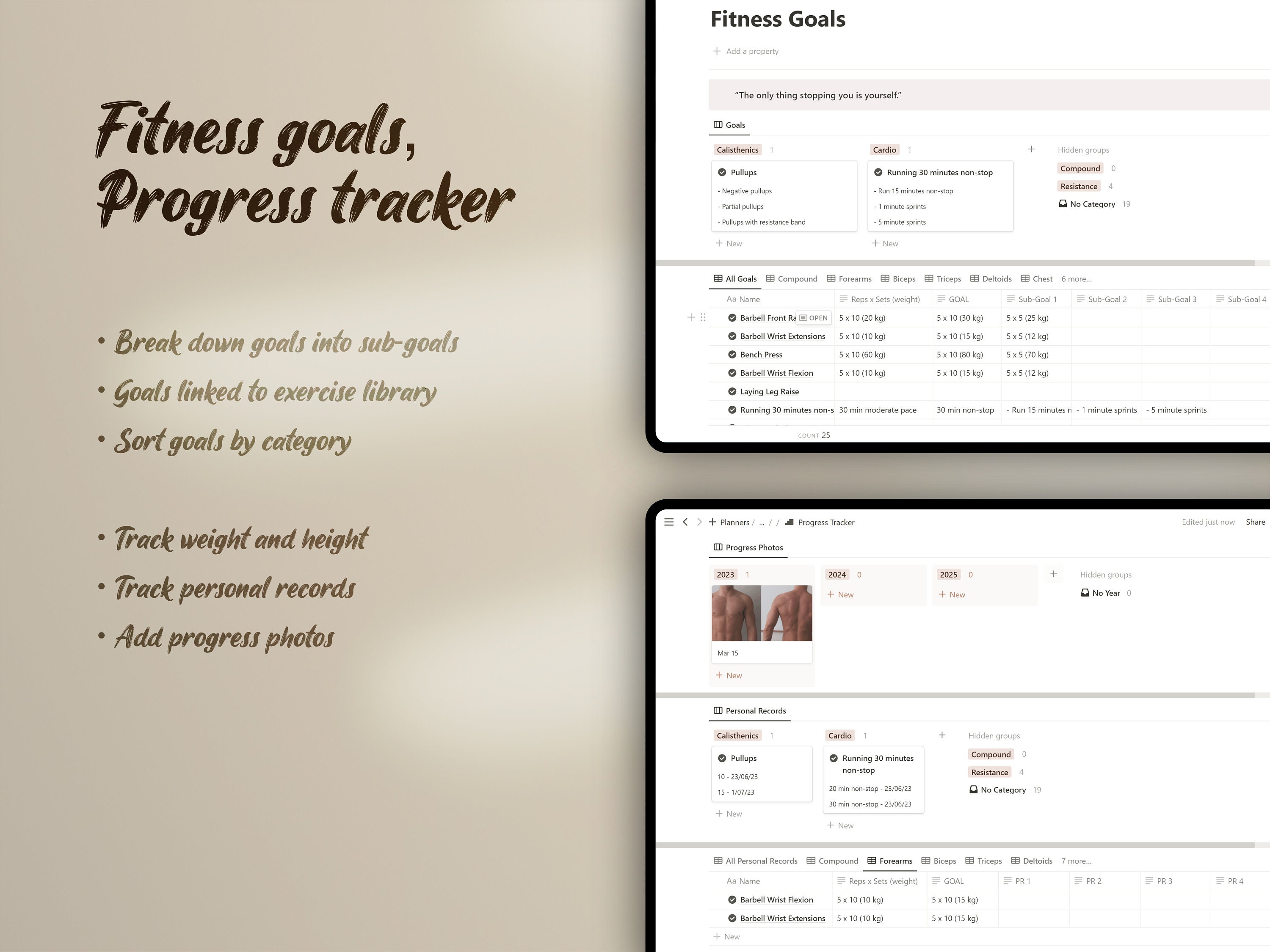 2024 Notion Template Workout Digital Gym Fitness Planner, Exercise ...