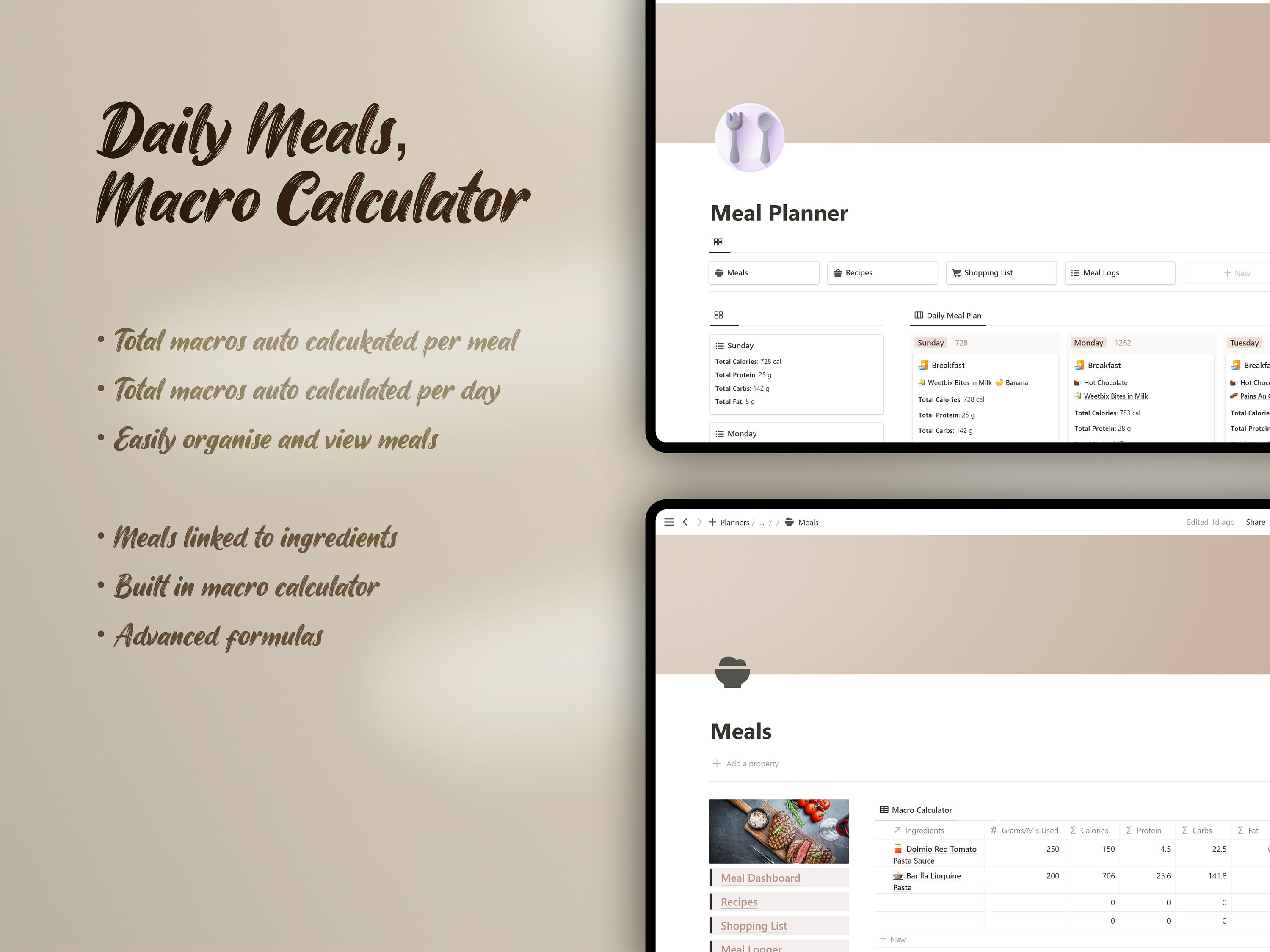 2024 Ultimate Notion Meal Plan Template Meal Diet Food Planner, Macros ...