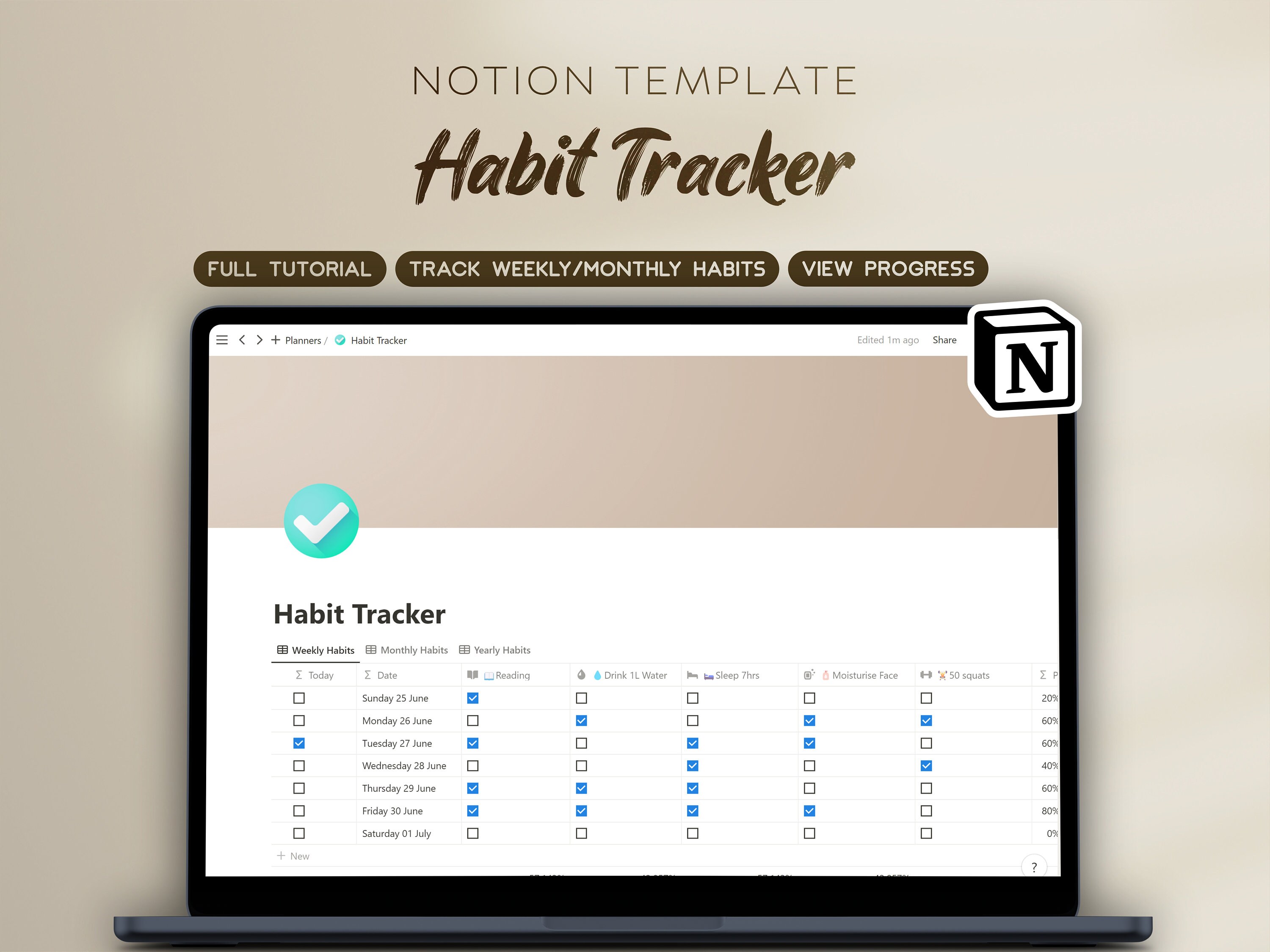 2024 Ultimate Habit Tracker Notion Template, Weekly Monthly Yearly ...