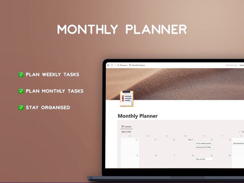 Notion Template Digital Daily and Monthly Planner Task - Etsy