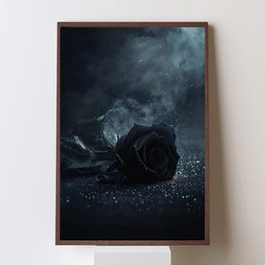 Black Rose Wall Art Printable, Dark Romantic Gothic Decor, Moody Floral ...
