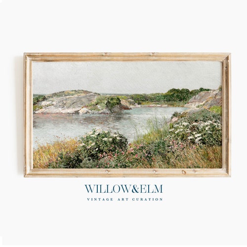 Samsung Frame TV Art Spring Lake Wildflower Meadow Vintage - Etsy