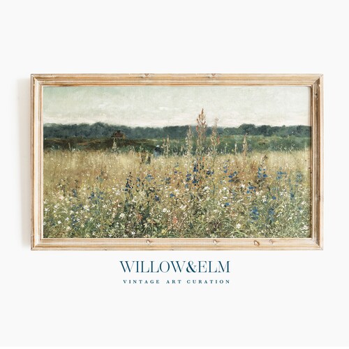 Samsung Frame TV Art Spring Lake Wildflower Meadow Vintage - Etsy