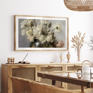 Samsung Frame TV Art, White Roses Still Life, Antique Oil Painting ...