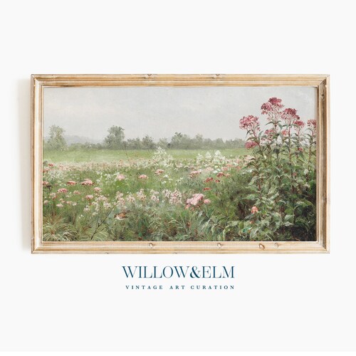 Samsung Frame TV Art Spring Lake Wildflower Meadow Vintage - Etsy