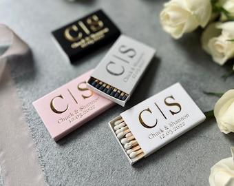 Personalized Wedding Matches Monogram Matchbox, Gold Foil Matches ...