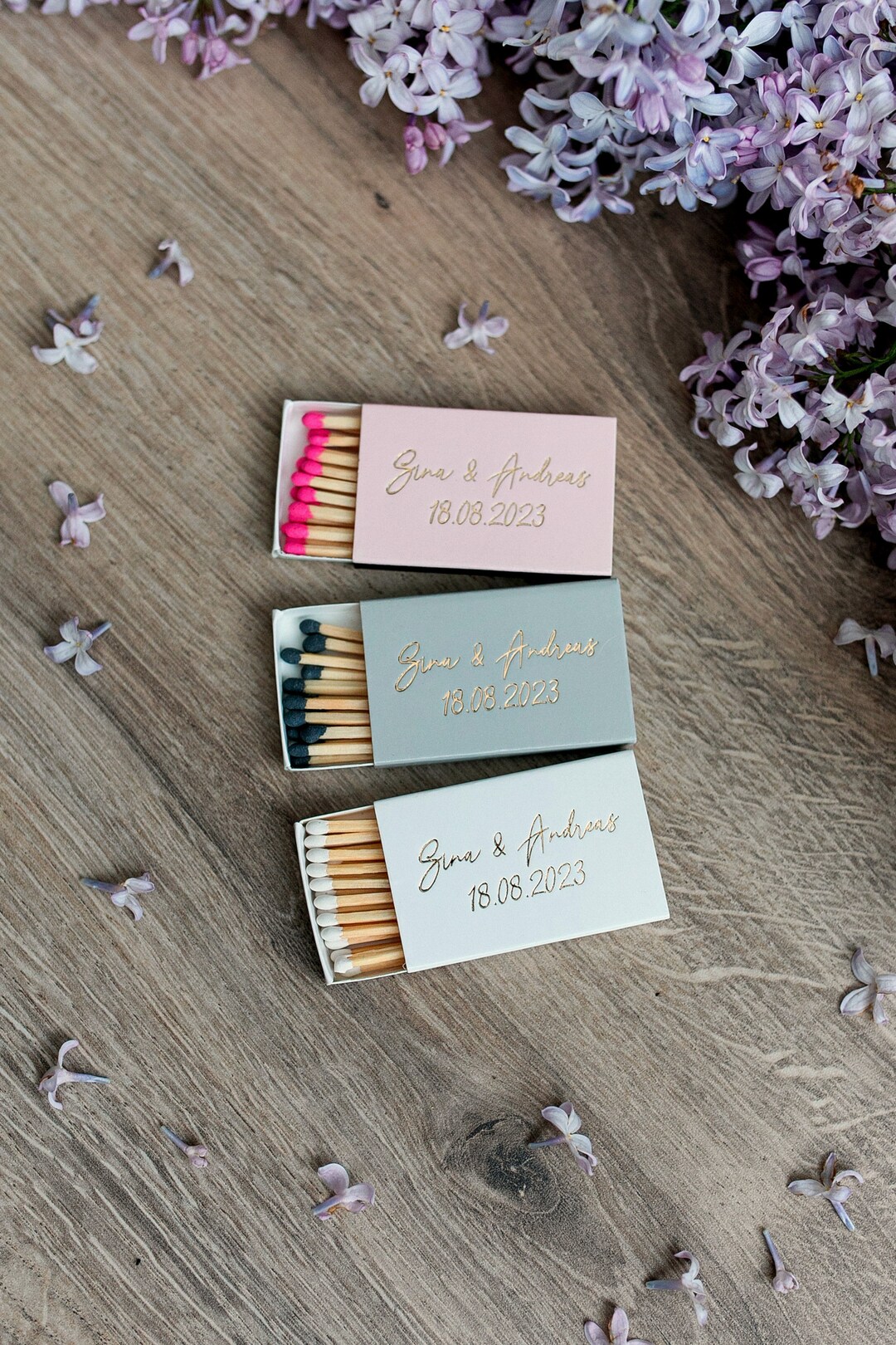 Personalized Wedding Matches - Monogram Matchbox, Gold Foil Matches ...