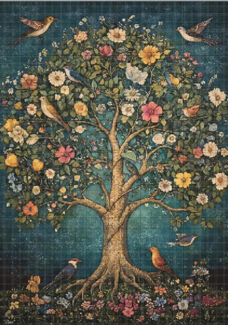 Bird Tree of Life Cross Stitch Pattern. Instant PDF Download. 63,600 ...