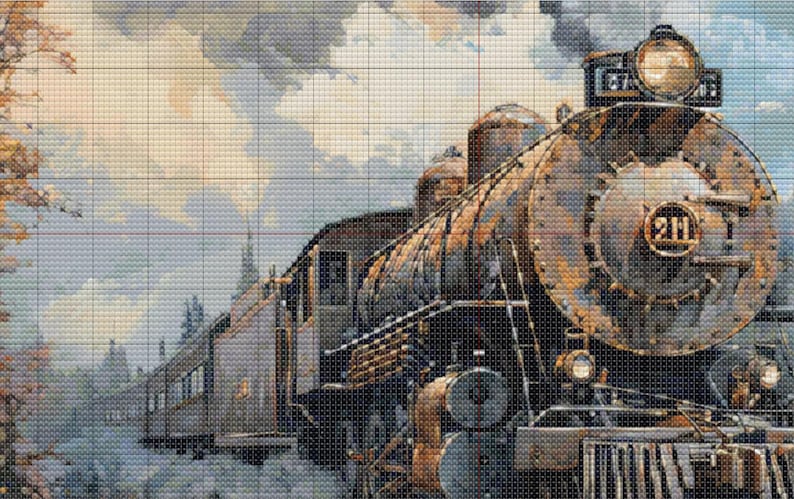Steam Train Cross Stitch Pattern. Instant PDF Download. 60k Stitches ...