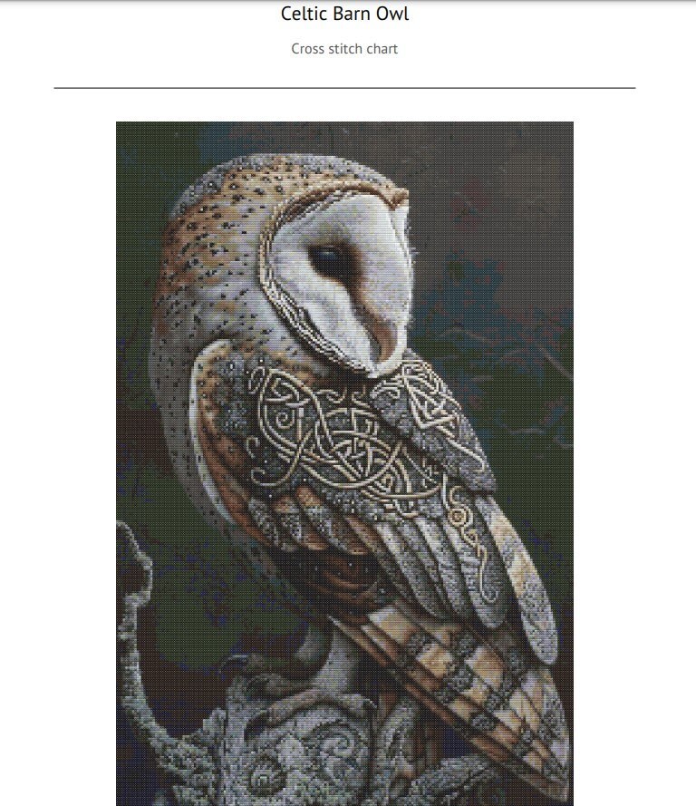 Celtic Barn Owl 01 Cross Stitch Pattern. Digital PDF Download. 60,000 ...