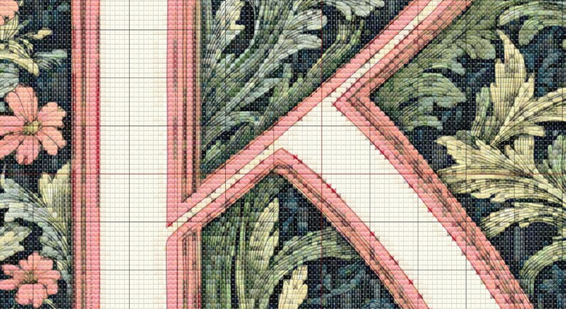 K the Letter K in the Style of William Morris Cross Stitch Pattern ...