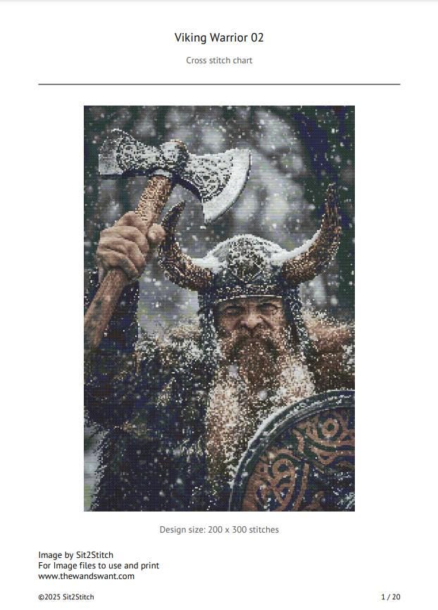 Viking Warrior Cross Stitch Pattern. Instant PDF Download. 60k Stitches ...