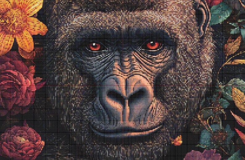 Floral Gorilla Cross Stitch Pattern. Instant PDF Download. 63,300 ...