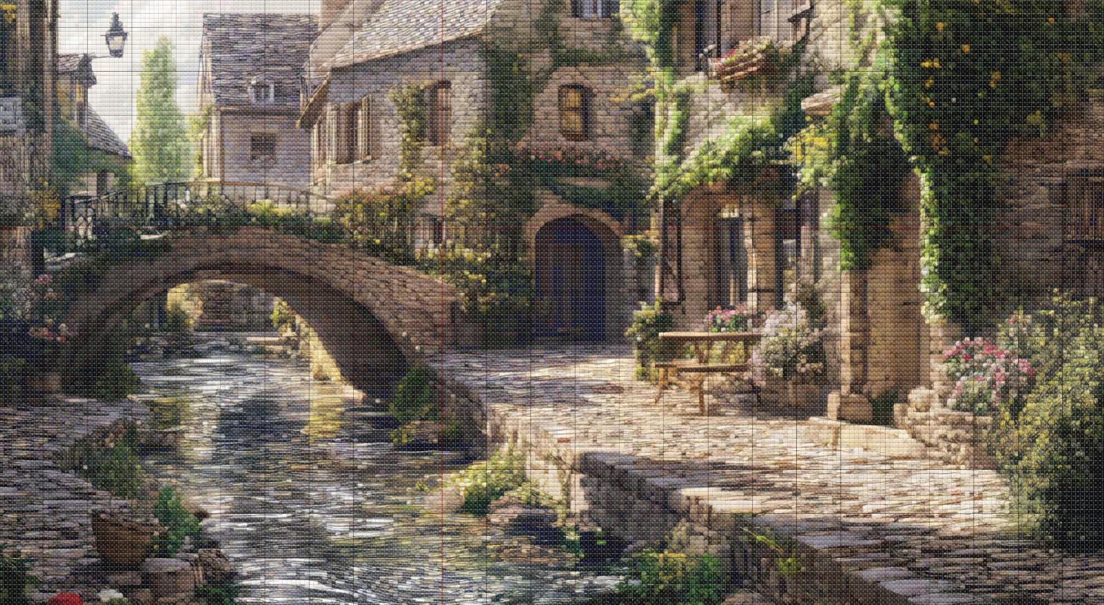 French Village Bridge Cross Stitch Pattern. Instant PDF Download ...