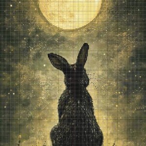Moon Gazing Hare Cross Stitch Pattern. Digital PDF Download. 45,000 ...