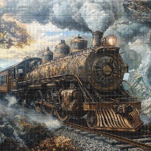 Steam Punk Steam Train Cross Stitch Pattern. Instant PDF Download. 60k ...