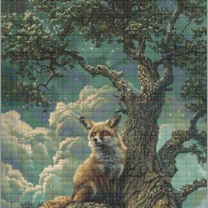 Fox Under a Tree Cross Stitch Pattern. Digital PDF Download. 60,000 ...