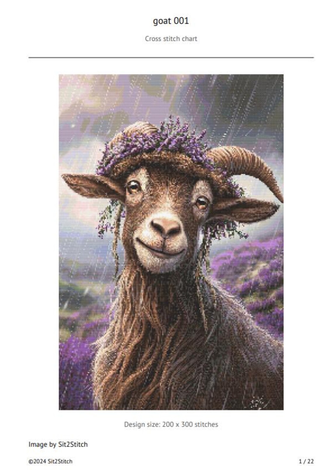 Happy Goat 01 Cross Stitch Pattern. Digital PDF Download. 60,000 ...