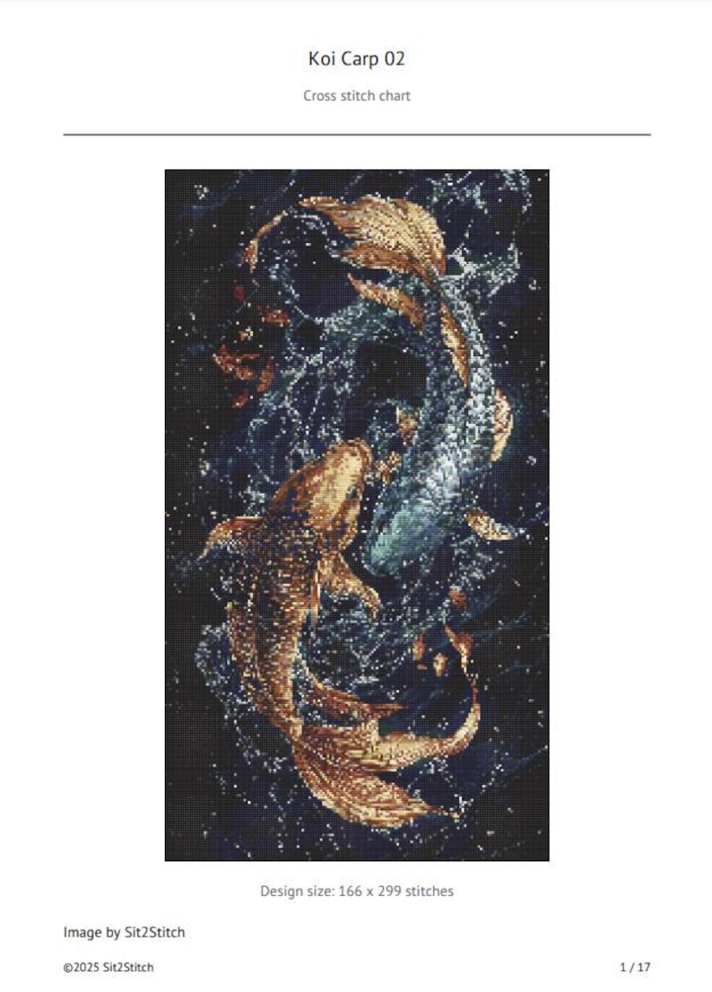 Koi Carp Cross Stitch Pattern. Instant PDF Download. 49,634 Stitches ...