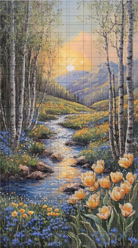 River Flow Cross Stitch Pattern. River Flow Embroidery Pattern. Instant ...