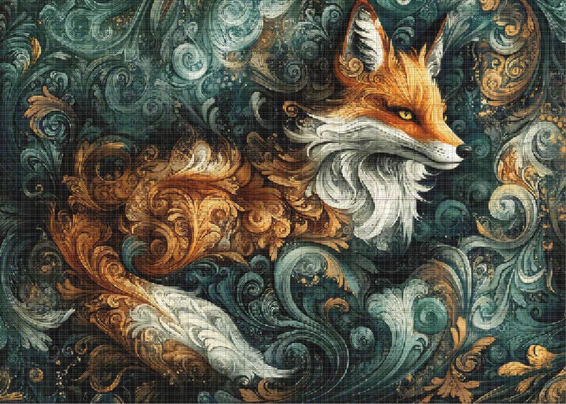 Fox Fractal Cross Stitch Pattern. Instant PDF Download. 65,400 Stitches ...