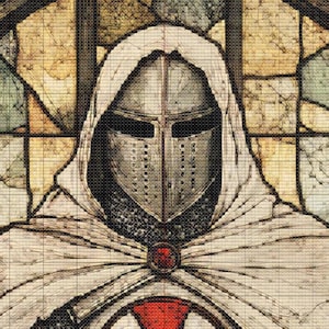 Templar Knight Stained Glass Cross Stitch Pattern. Instant PDF Download ...