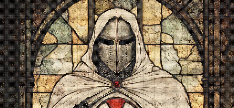 Templar Knight Stained Glass Cross Stitch Pattern. Instant PDF Download ...