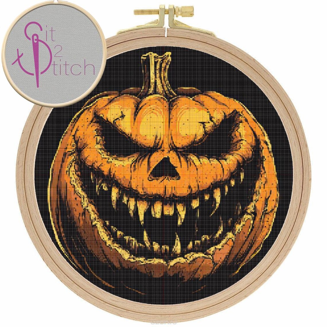 Evil Pumpkin Cross Stitch Pattern. Digital PDF Download. 40.000 ...