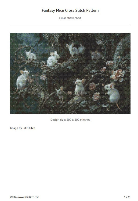Fantasy Mice Cross Stitch Pattern. Digital PDF Download. 60,000 ...