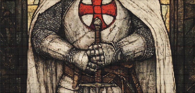 Templar Knight Stained Glass Cross Stitch Pattern. Instant PDF Download ...