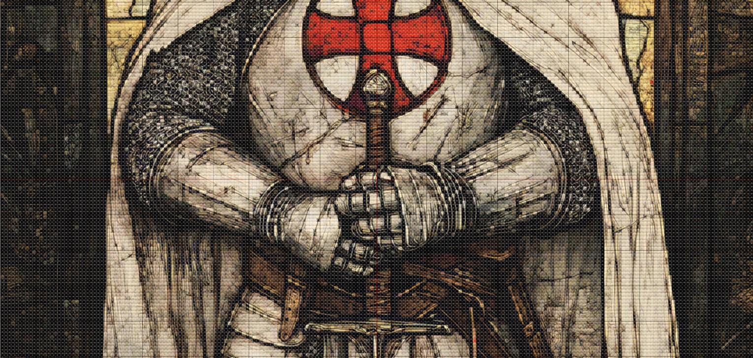 Templar Knight Stained Glass Cross Stitch Pattern. Instant PDF Download ...