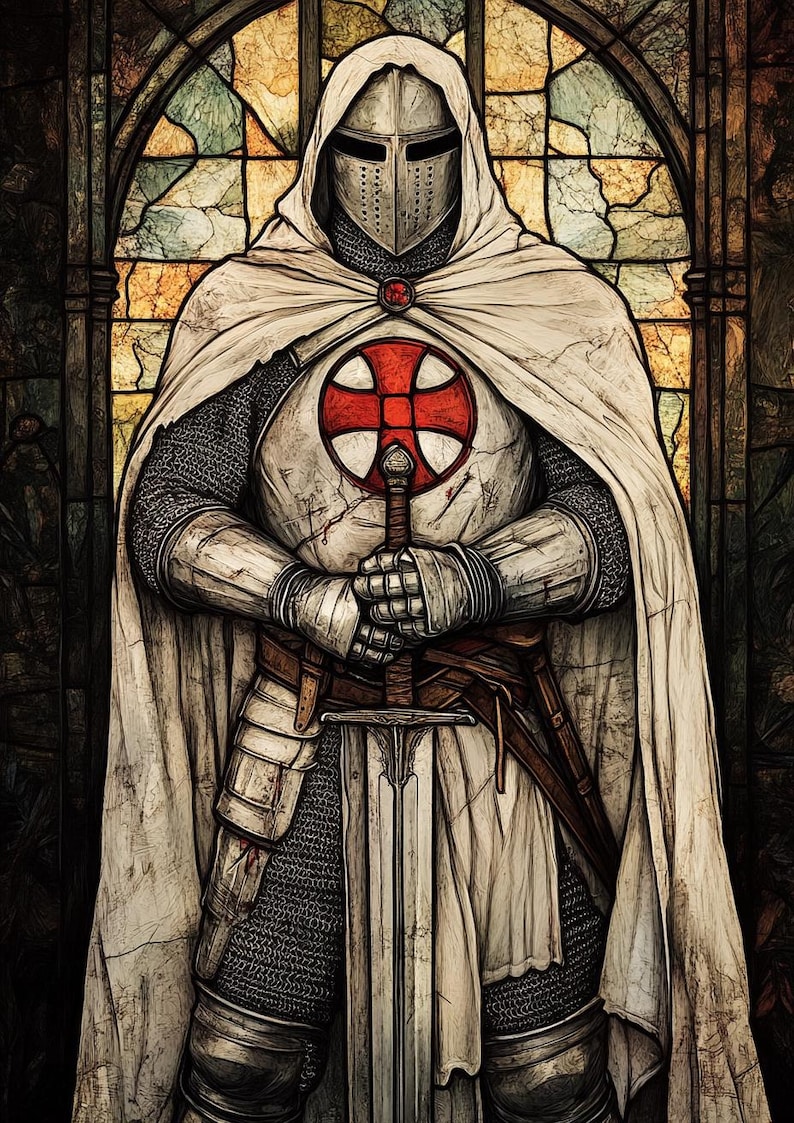 Templar Knight Stained Glass Cross Stitch Pattern. Instant PDF Download ...