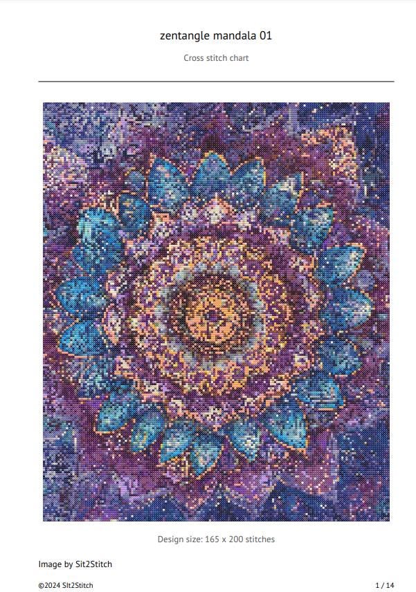 Zentangle Mandala Cross Stitch Pattern - PDF Download - Instant ...