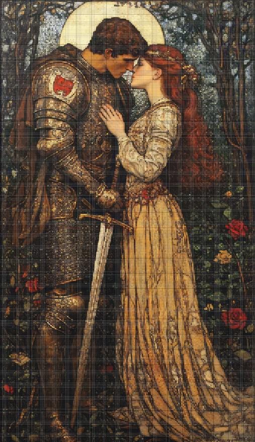 Knight and Maiden Cross Stitch Pattern: Medieval Romance (PDF Download ...