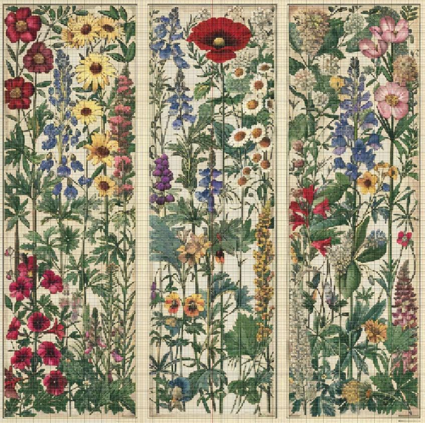 Vintage Botanical Columns Floral Cross Stitch Pattern. Instant PDF ...