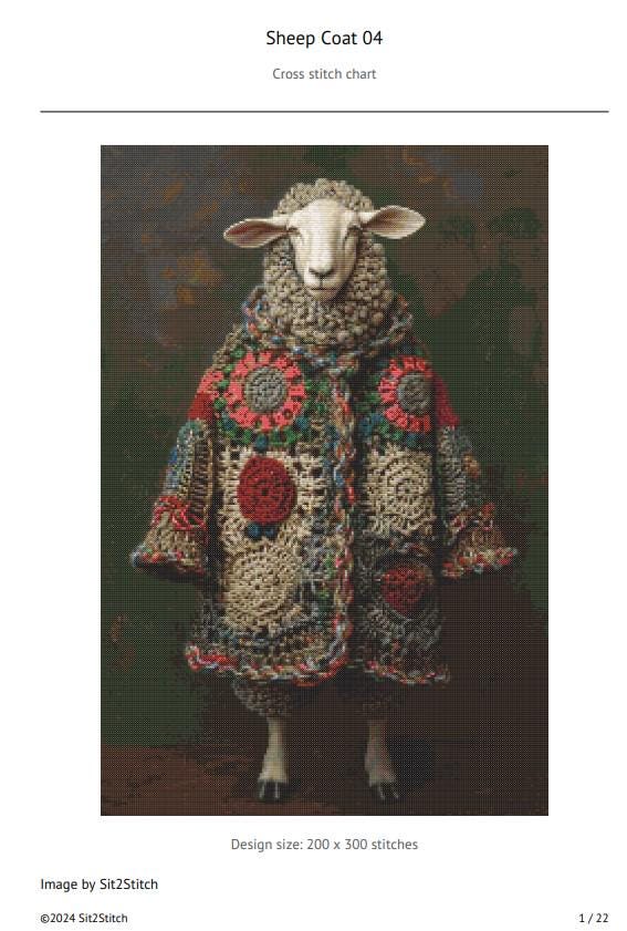 Sheep Coat 04 Cross Stitch Pattern. Digital PDF Download. 60,000 ...