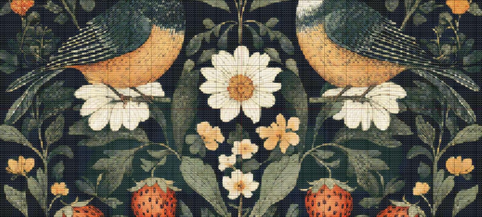 William Morris Vintage Birds, Plants, Fruit Cross Stitch Pattern ...