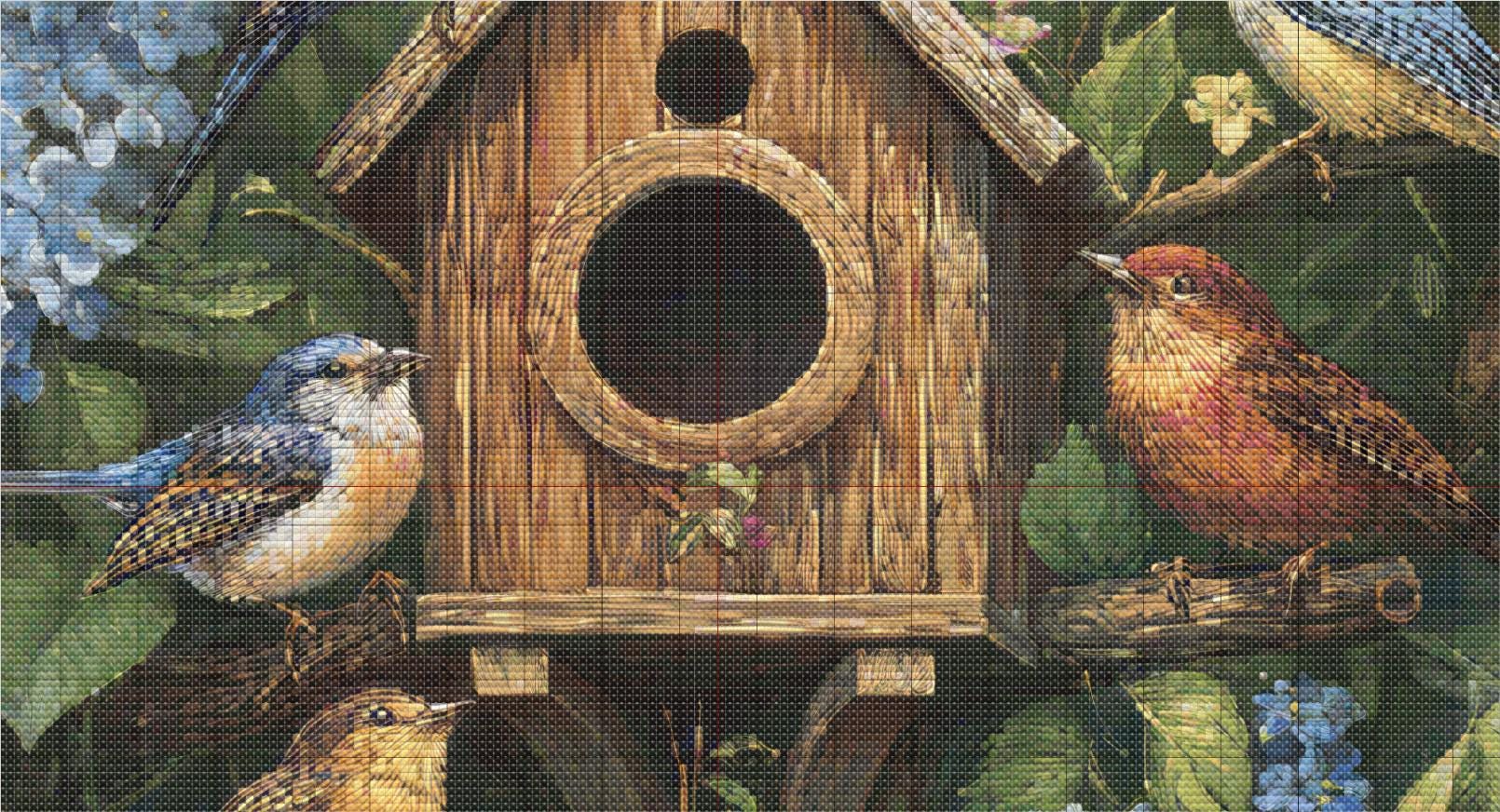 Garden Birds, Bird House Cross Stitch Pattern. Instant PDF Download ...