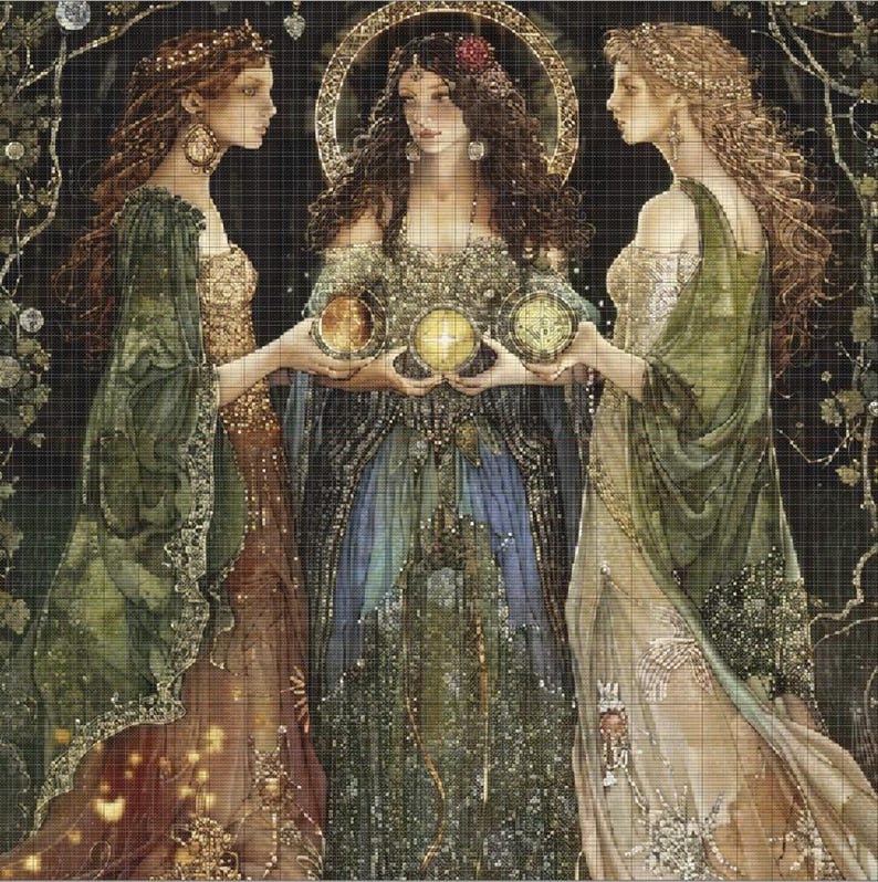 Triple Goddess Pagan Cross Stitch Pattern. Instant PDF Download. 62,500 ...