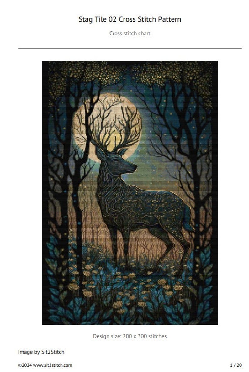 Stag Tile 02 Cross Stitch Pattern. Digital PDF Download. 60,000 ...
