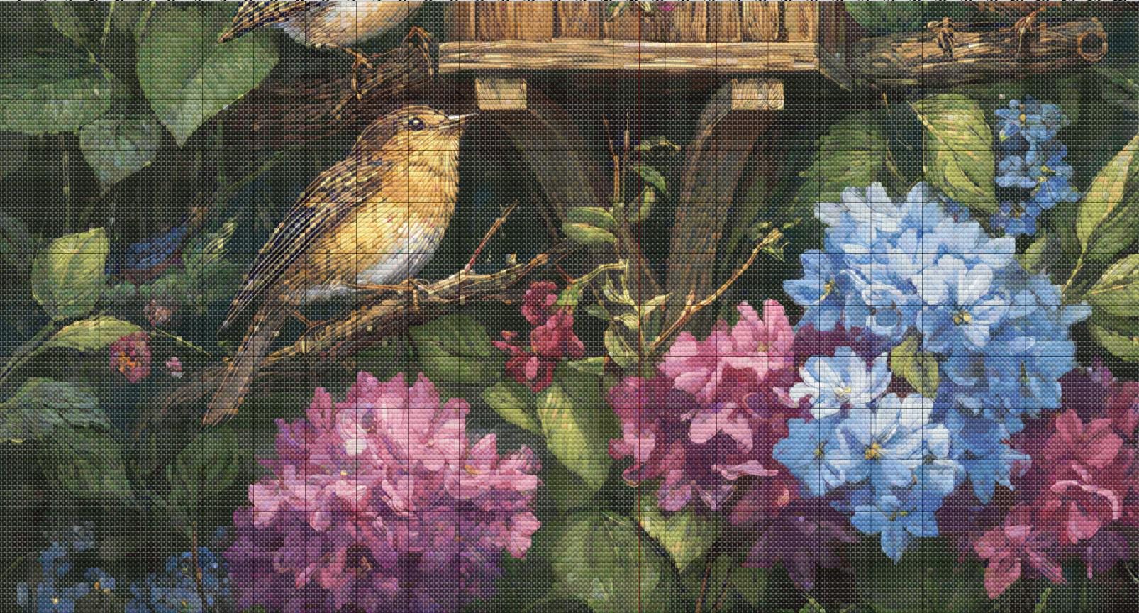 Garden Birds, Bird House Cross Stitch Pattern. Instant PDF Download ...